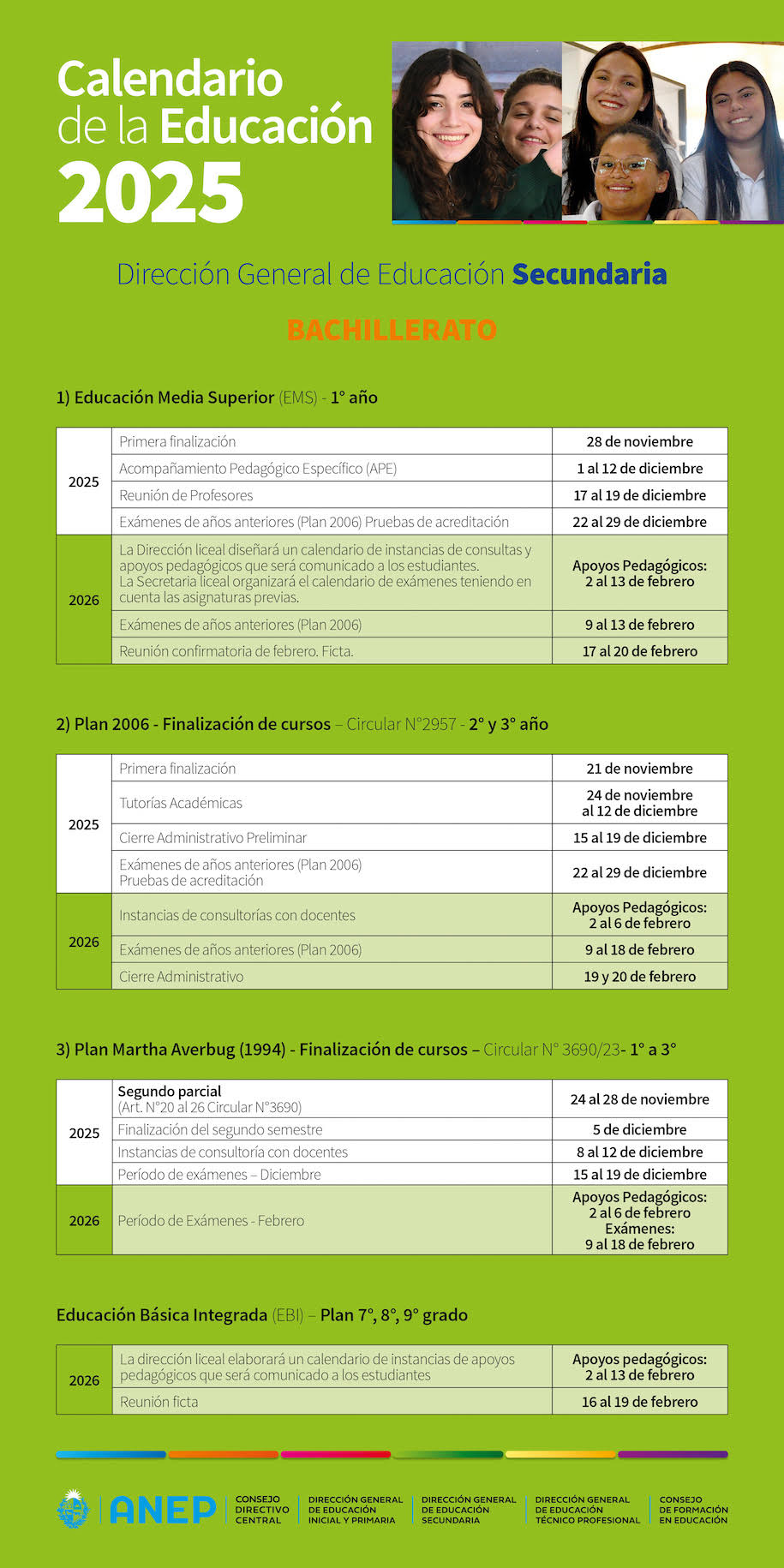 Calendario de actividades del año lectivo 2025 | ANEP